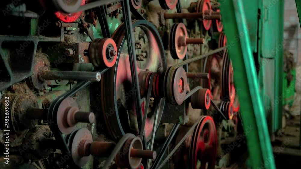 fulling felt factory. production of woolen products. Large mechanisms ...