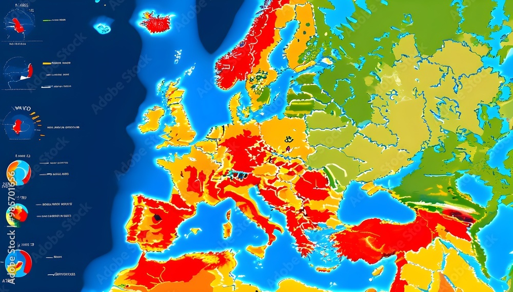 Vivid heat map showcasing temperature variations and climate ...