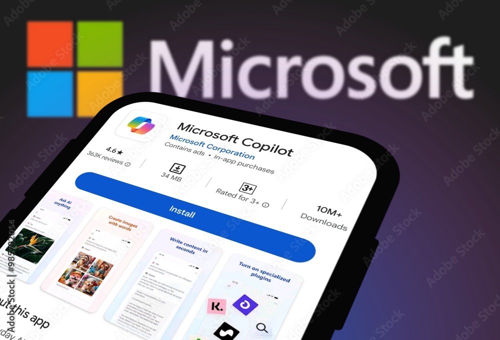 Chittagong, Bangladesh- 21 September 2024: Microsoft Copilot app install for Android smartphones ...