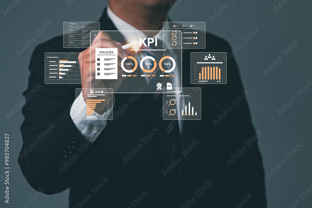Corporate KPI Quality Assessment Virtual Screen Image of a businessman ...