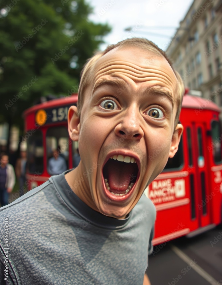 Foto de Excited Expression Mouth Open His mouth is open in a gasp of ...