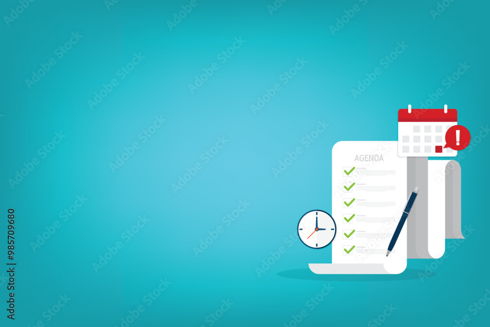 Meeting agenda. Reminder with a event list and schedule. Presentation ...