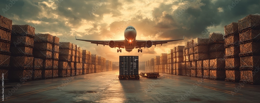 Aerial logistics for cargo, visualizing the efficiency of cargo ...