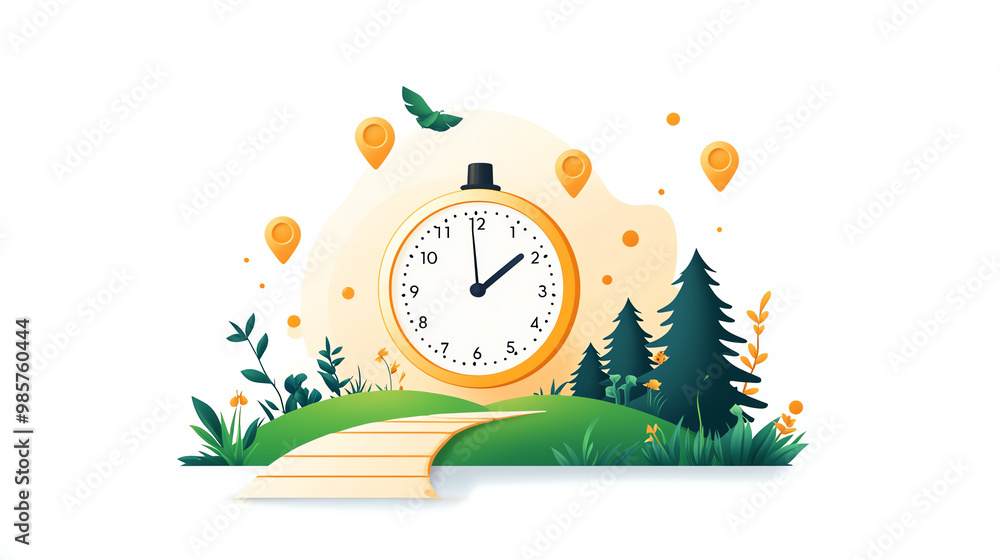 Pathway timeline with key points marked, roadmap concept, flat design ...