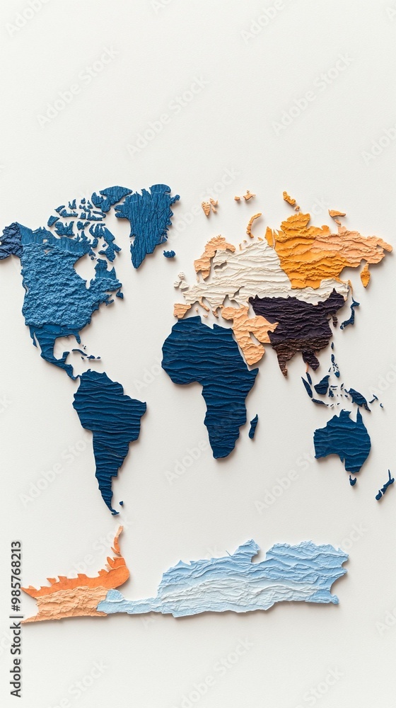 Colorful world map illustration showcasing various continents and ...