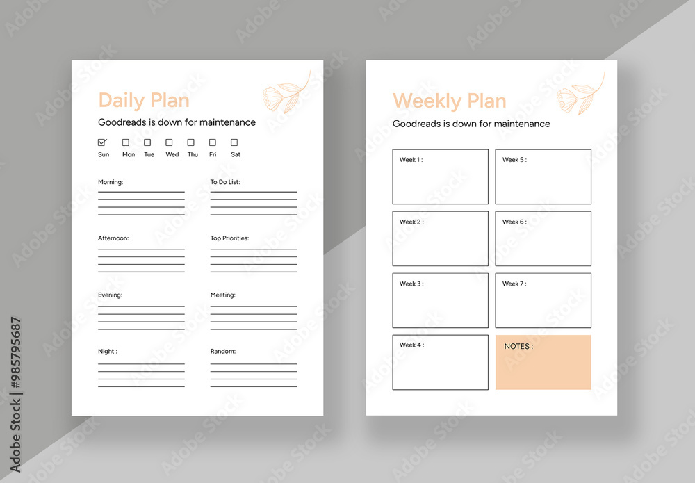 Daily Planner Layout Stock Template | Adobe Stock
