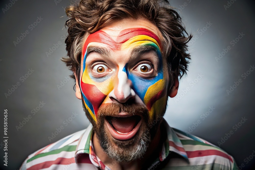 Poster A goofy grin stretches across his face as he puckers up his lips ...