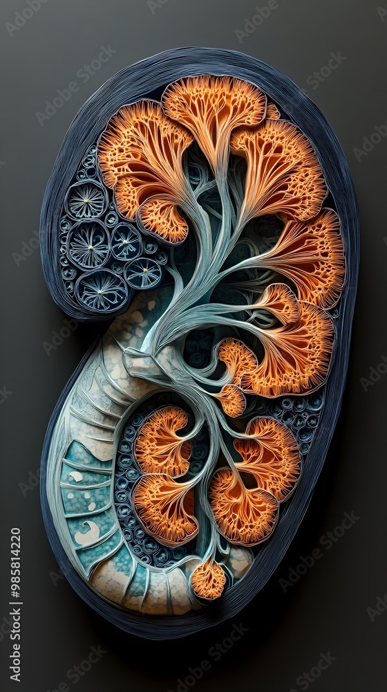 Detailed 3D Paper Cut Layered Anatomy of the Kidney with Renal Cortex ...