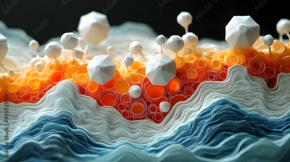 Layered 3D Paper Cut of Hydrogen Peroxide H2O2 Molecule with Atoms ...