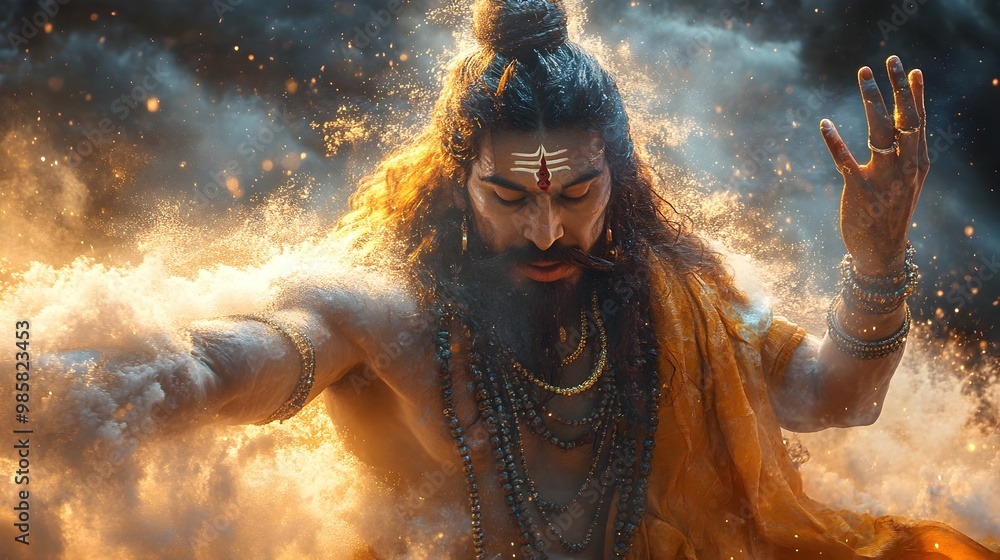 Celestial 3D Rendering of Shiva Hindu Deity Performing Cosmic Dance ...
