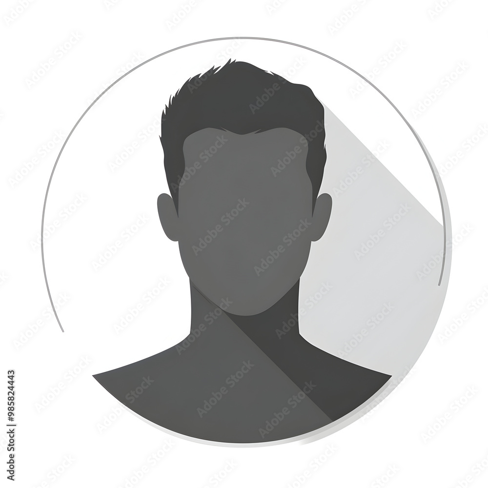Neutral Gray Avatar Icon of Male Silhouette with Simple Minimalist ...