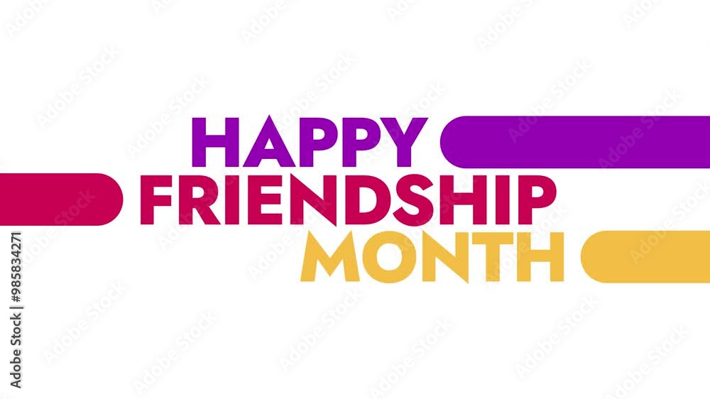 Happy Friendship Month colorful motion graphics seamless loopable text ...