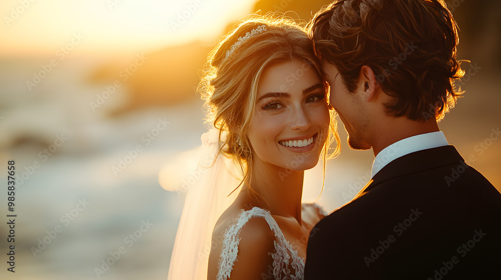 A Beautiful Wedding Scene Captured in a Video of the Bride and Groom Standing Together ...