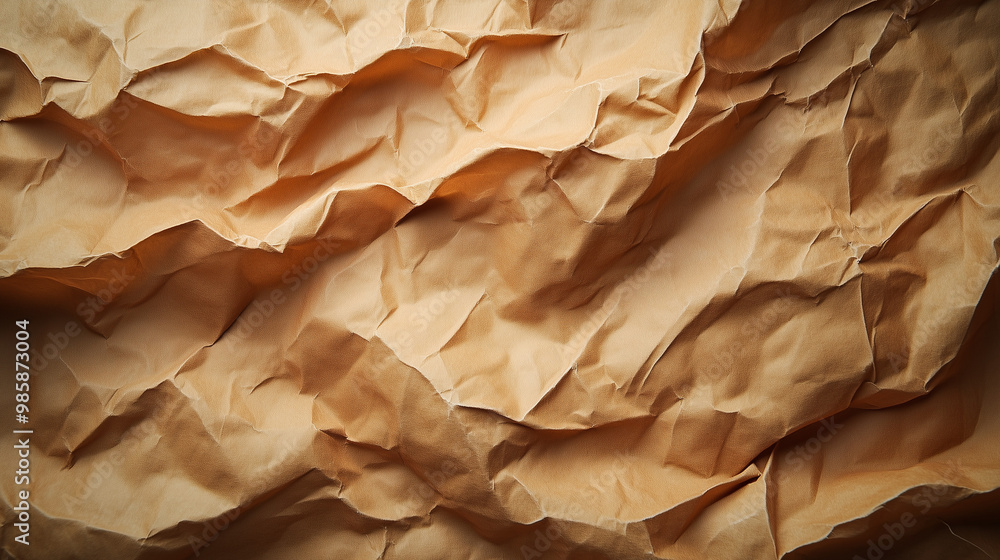 Wrinkled Brown Paper Texture with Subtle Shadow and Light Effects Stock ...