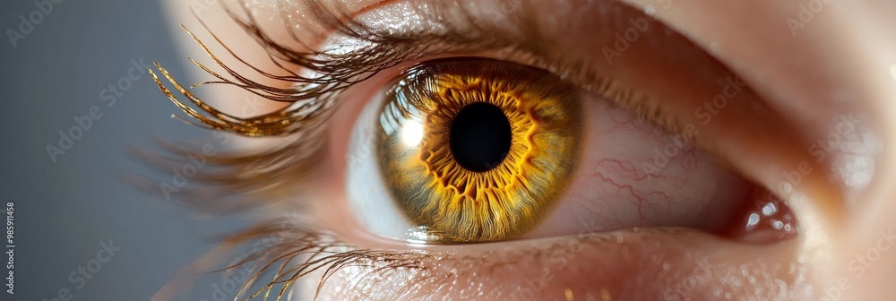Macro Photography of a Human Eye with Golden Iris, capturing the ...