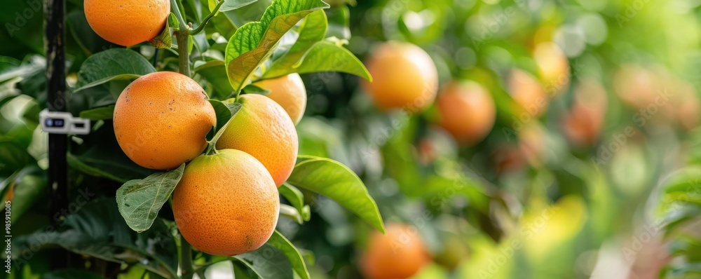 Digital sensor monitoring the ripeness of fruits in an agricultural ...