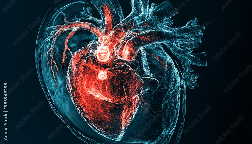 An MRI image of the heart, focusing on the coronary arteries, the heart ...