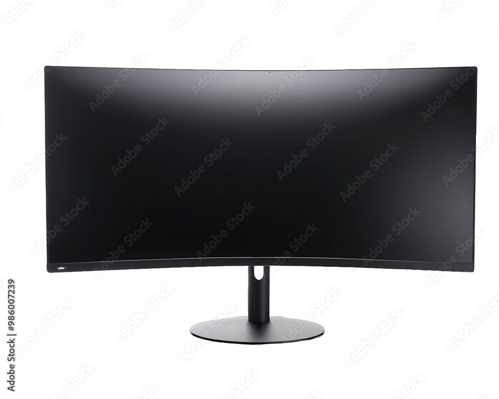 Ultra-wide curved monitor screen, isolated, transparent background, no ...