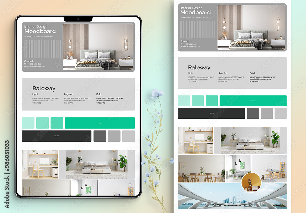 Elegant Interior Design Moodboard Layout Stock Template | Adobe Stock