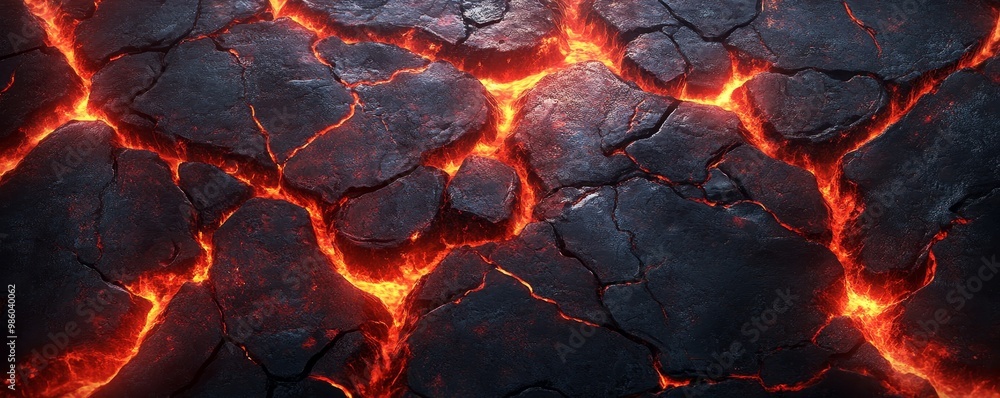 Epic Fiery Landscape Texture with Glowing Cracks and Molten Lava Veins ...