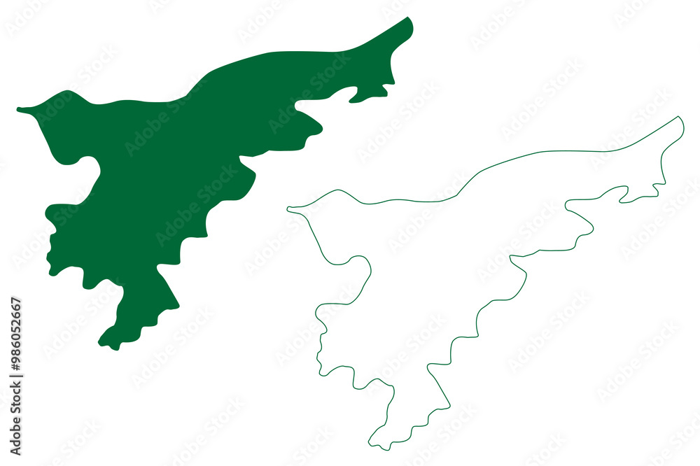 Nagaon district (Assam State, Republic of India) map vector ...