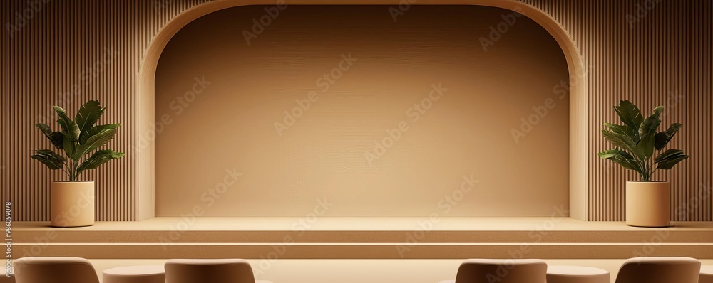 Professional networking event space featuring a well-lit main stage ...