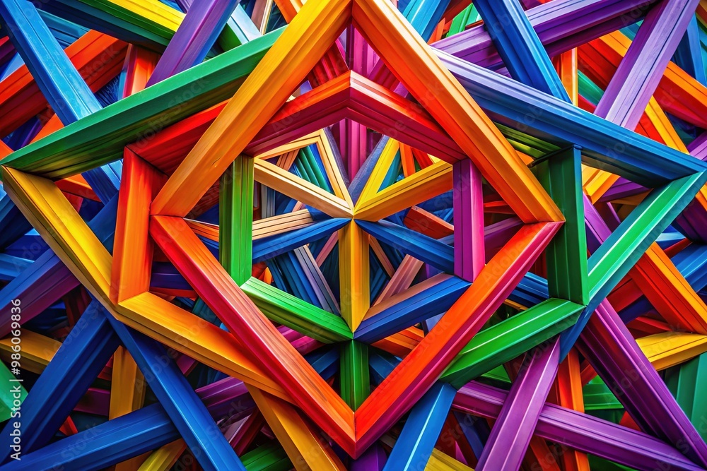 Interconnected geometric shapes form a captivating and dynamic visual ...