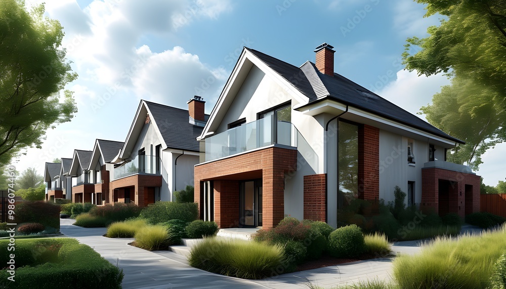 Modern family homes in a newly developed residential area of England ...