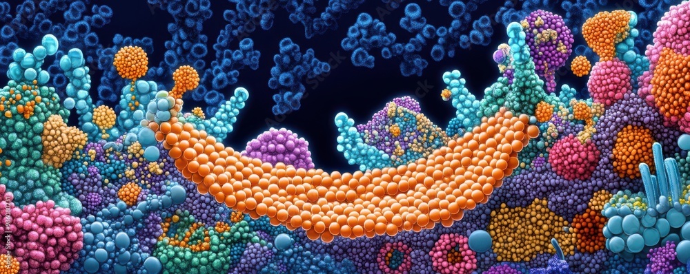 Artistic molecular diagram of a lipid bilayer forming a cell membrane ...