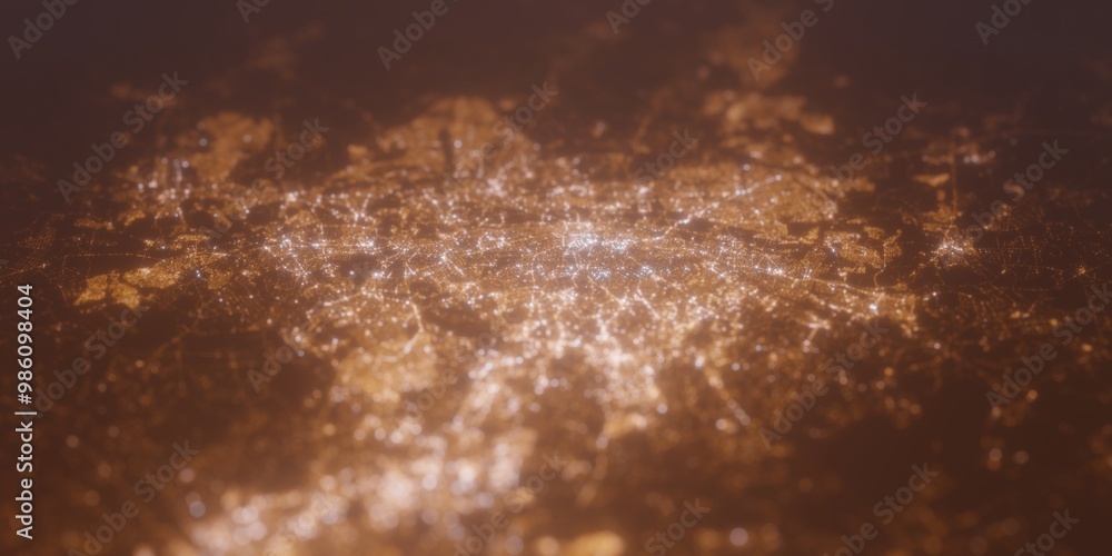 Street lights map of Johannesburg (South Africa) with tilt-shift effect ...