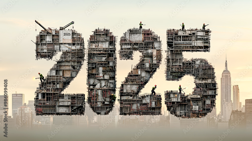 Building the Future Workers Constructing the Year 2025 Symbolizing ...