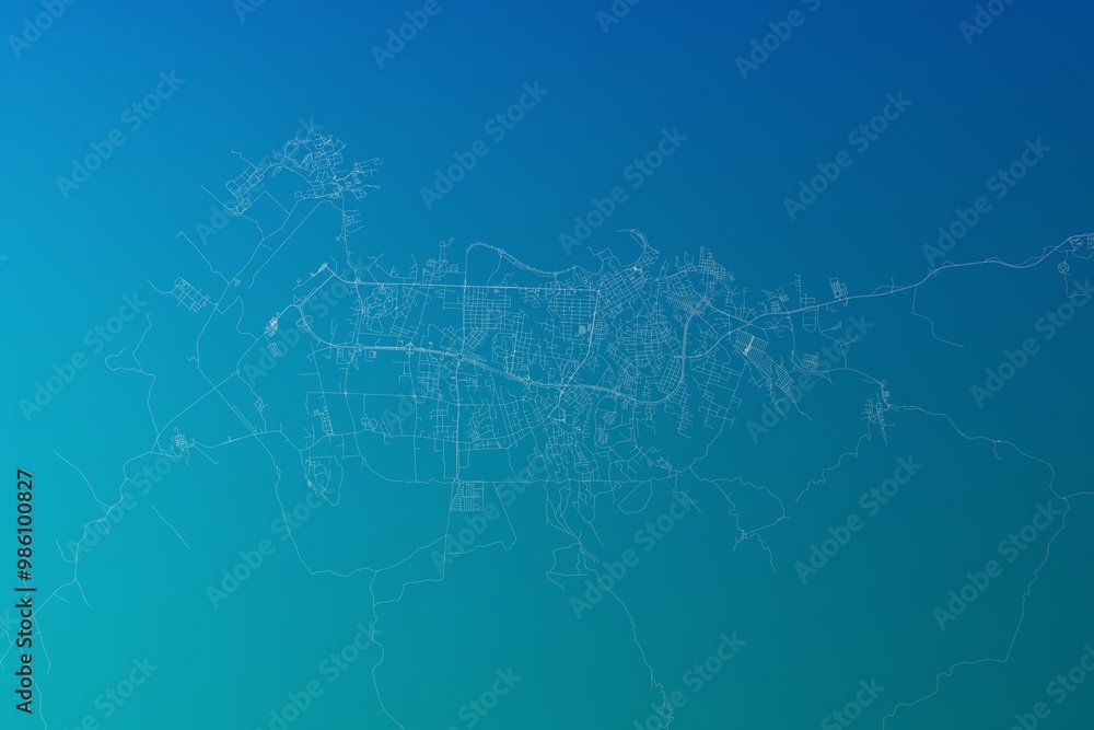 Map of the streets of Malabo (Equatorial Guinea) made with white lines ...