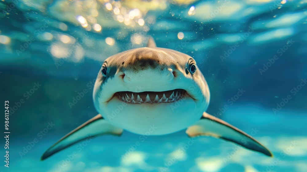 Baby shark smiling. Underwater photography of cute baby shark ...