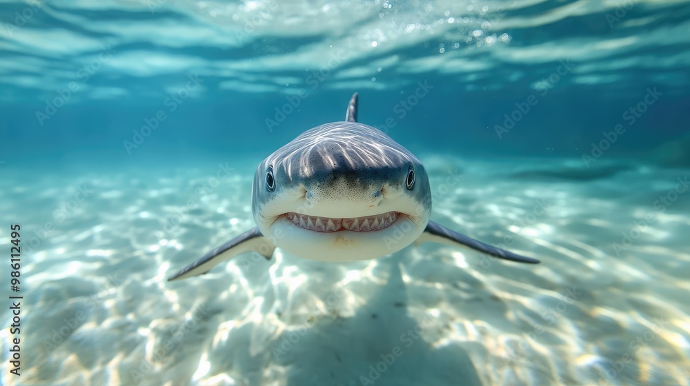 Baby shark smiling. Underwater photography of cute baby shark ...