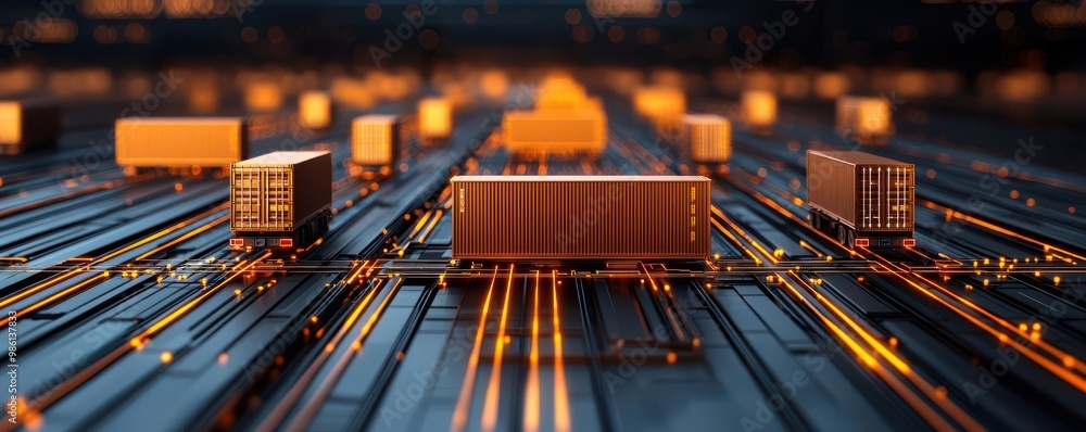 Creative representation of a digital cargo tracking system, with ...