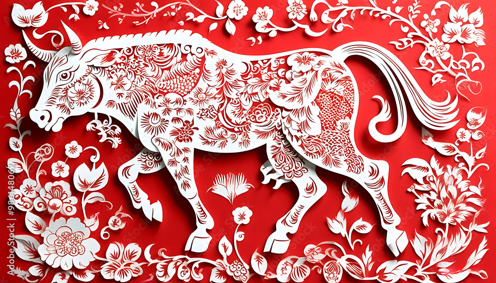Delicate paper-cutting art showcases the charm of the ox in Chinese ...