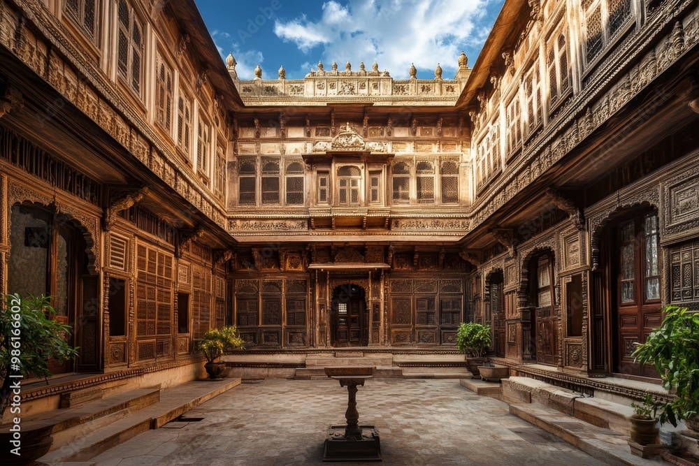 Stunning indian haveli a grand mansion with intricate carvings and rich ...