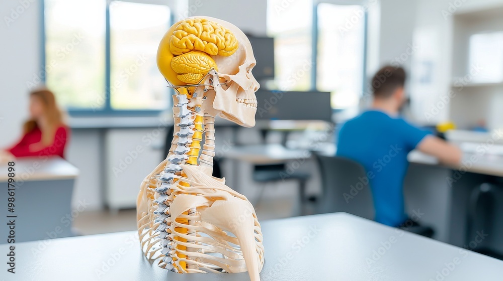 Human Anatomy Model in Classroom: A close-up shot of a human anatomy ...