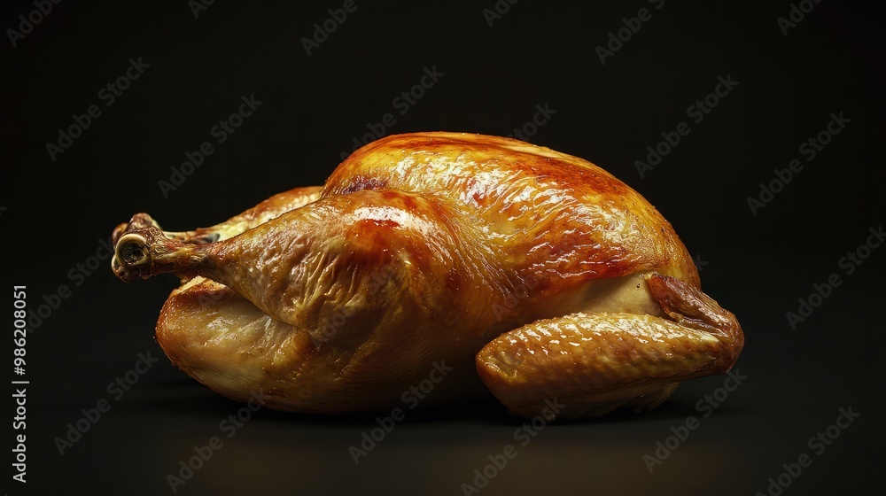 The skin of the roast chicken is expertly seasoned, boasting a deep ...