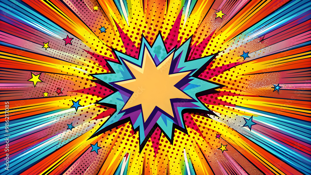 Pop art explosion background with vibrant colors and bold shapes, pop ...