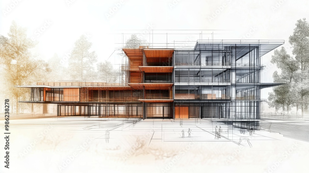 A detailed photo of a construction CAD drawing, showing cross-sections ...