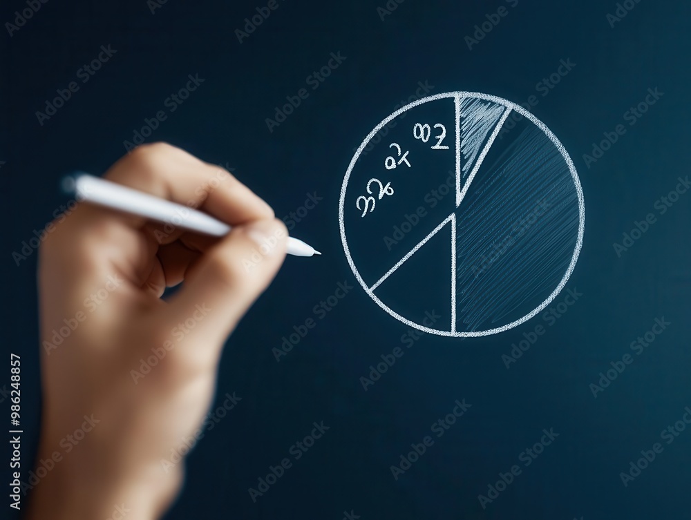 Hand drawing budget pie chart on a digital screen, budget concept ...