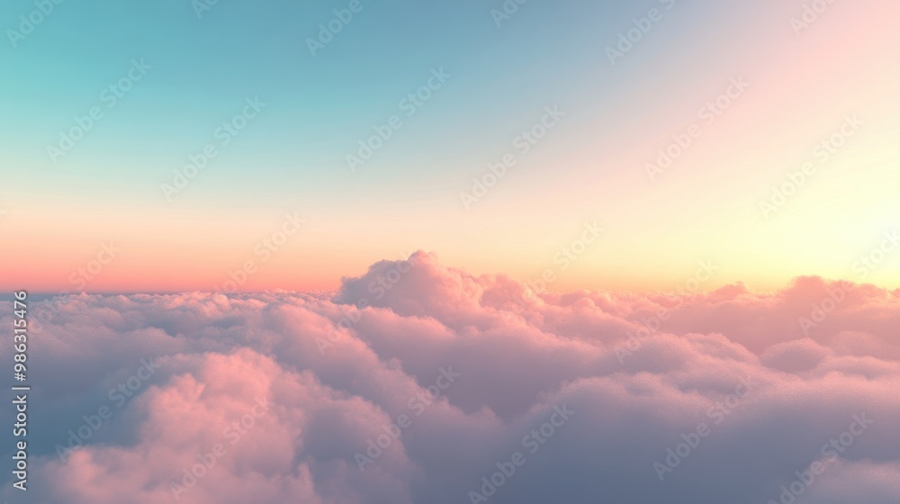 Gentle sky with a soft gradient of peach and light blue at sunrise ...