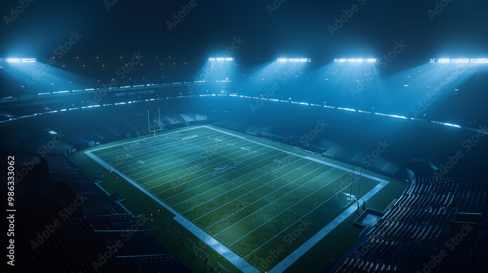 Bright stadium lights illuminate the field, casting a glow over the ...