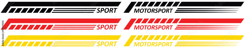 Yellow Golden Black racing sport car strips arrow and race line decals ...