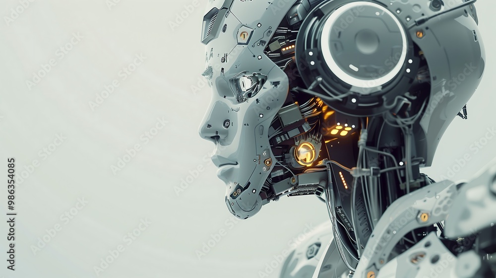 Sleek and modern AI robot demonstrating intelligent automation and ...