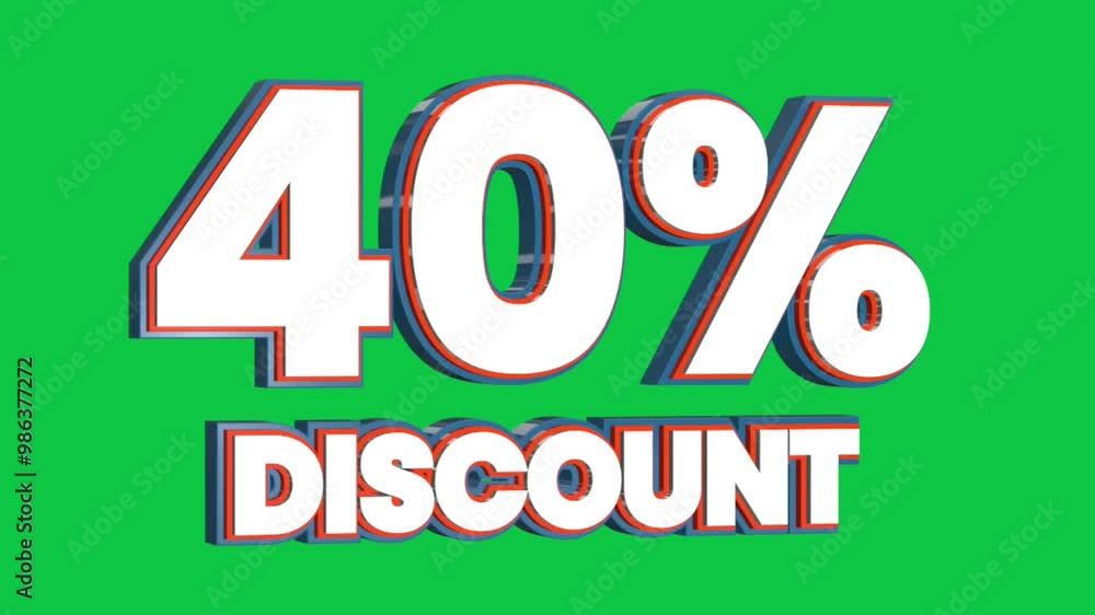 3D 40 Percent Discount sale tag on green screen chroma key background ...