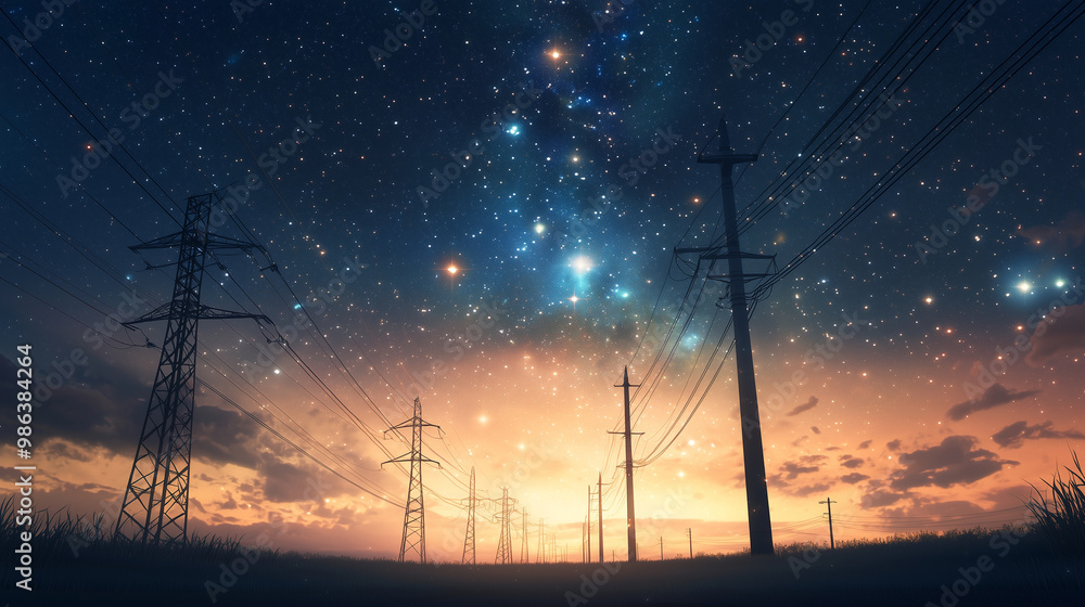 A stunning visualization of power lines illuminated by flowing ...