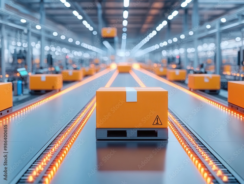 Large factory with automated production lines, maximizing output with ...