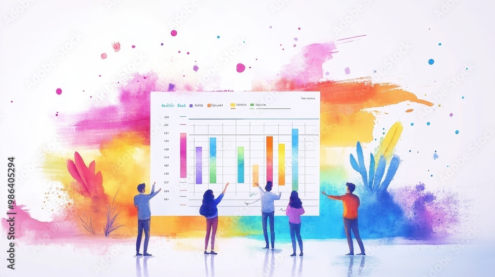 Cartoon characters standing in front of a giant Gantt chart, pointing ...